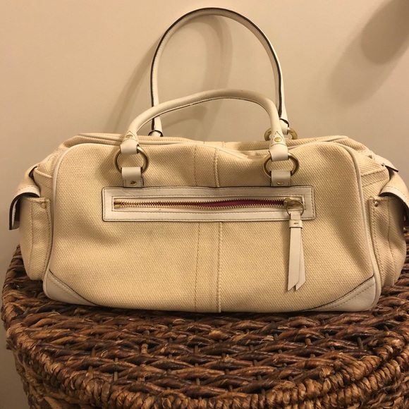 Coach | Bags | Coach Off White Canvas Handbag | Poshmark